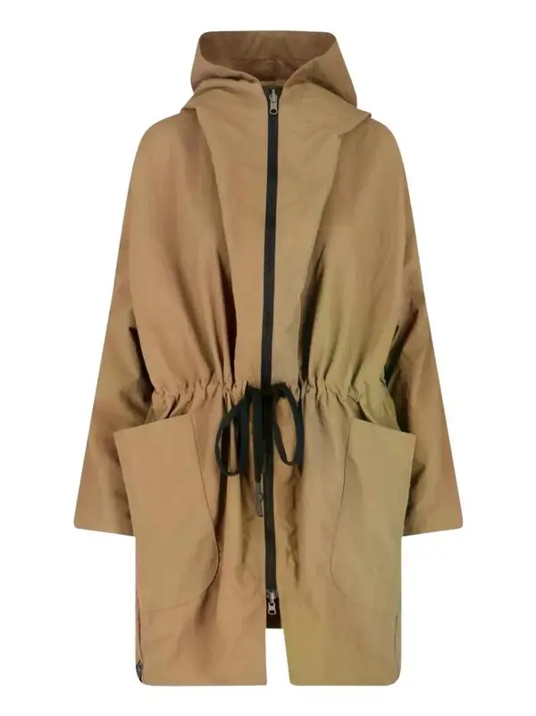 KIMONORAIN Drawstring Hooded Parka - Brown