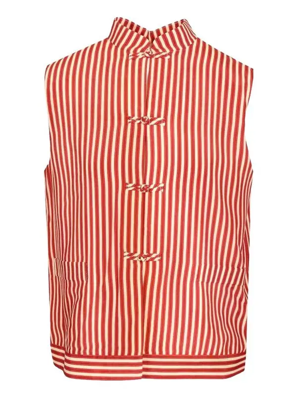 HUI HUI Lorenzo Striped Knotted Top - Red
