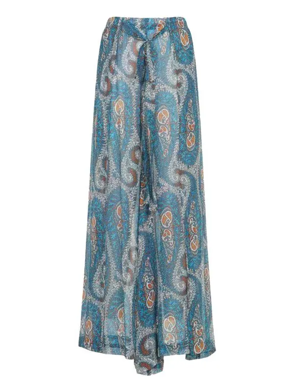 Etro Paisley Print Tie Trousers - Blue