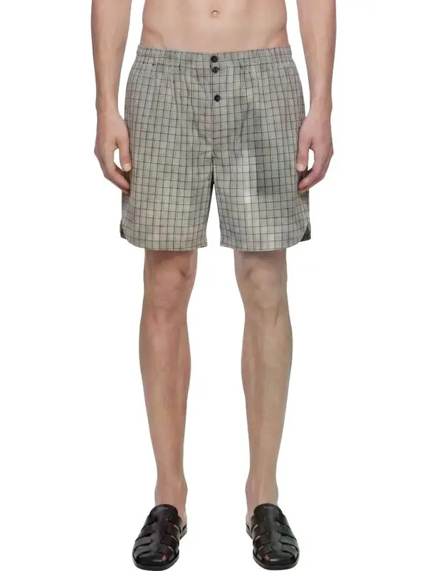 HED MAYNER Check-patterned Shorts - Brown
