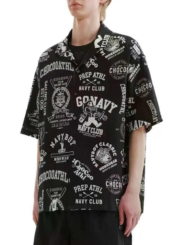 CHOCOOLATE Printed Short-sleeve Shirt - Black