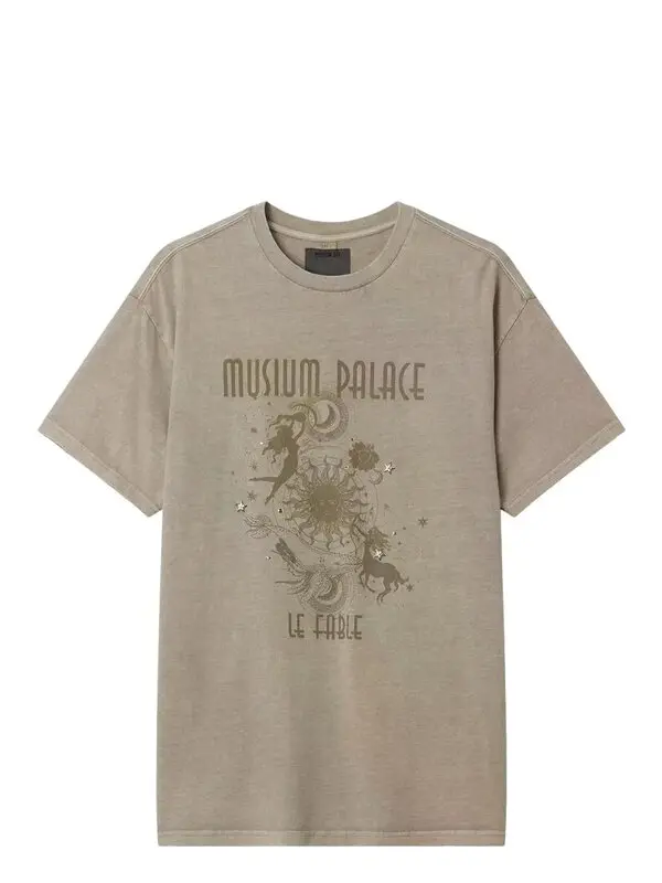 MUSIUM DIV. Graphic-print T-shirt With Twisted Detail - Neutrals