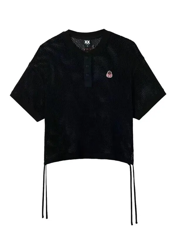 FINGERCROXX Mesh Drawstring T-shirt - Black