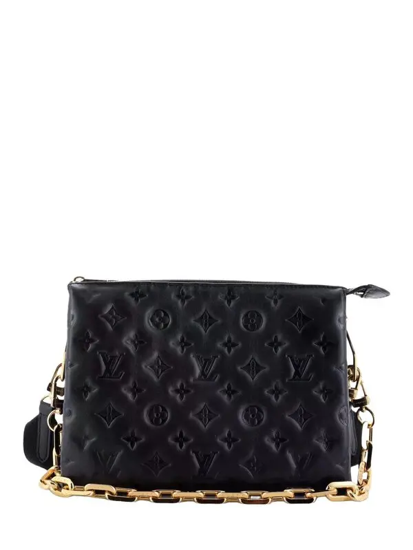 LOUIS VUITTON Coussin Pm Embossed Monogram Lambskin Crossbody Bag - Black