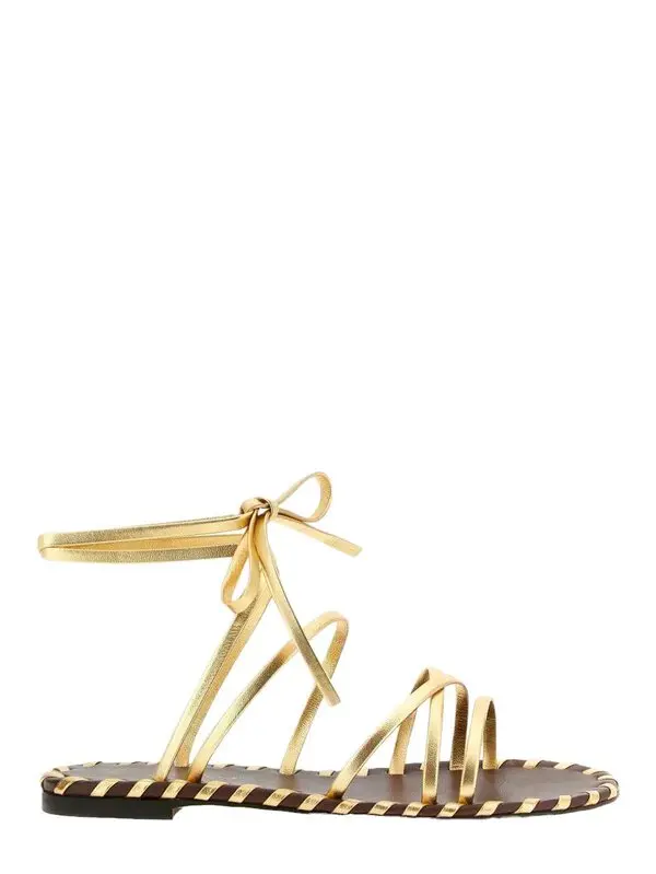 GIANVITO ROSSI Nappa Tie Sandals - Gold