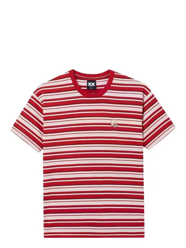 FINGERCROXX Striped Round-neck T-shirt - Red