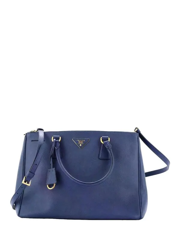 Prada Double Zip Lux Saffiano Leather Medium Tote Bag - Blue