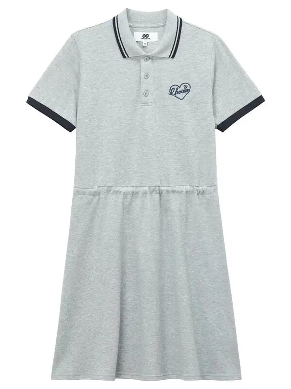 CHOCOOLATE Polo Mini Dress With Drawstring - Grey