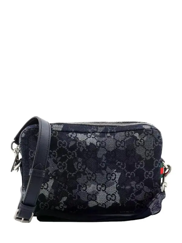 Gucci Convertible Camouflage Gg Denim Crossbody Bag - Blue
