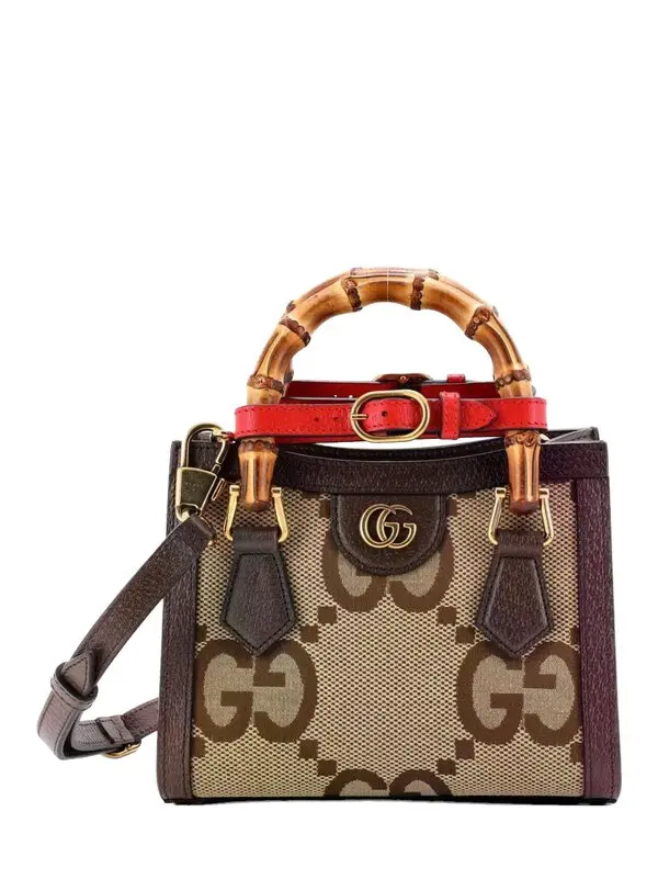 Gucci Diana Nm Bamboo Handle Jumbo Gg Canvas Mini Shoulder Bag - Brown