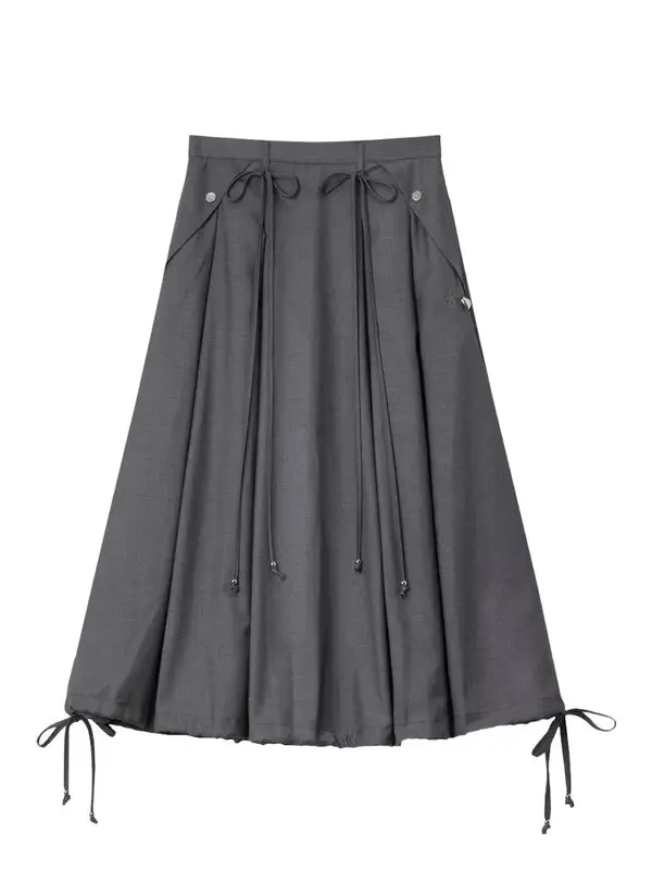 MUSIUM DIV. Drawstring Pleated Midi Skirt - Grey