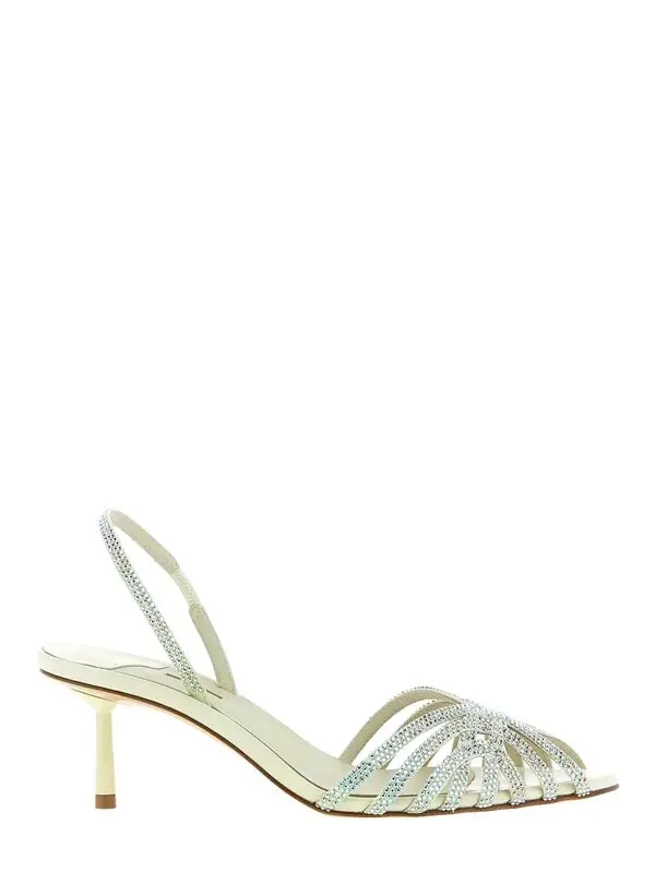 LE SILLA Embrace Divina Rhinestone Elastic Sandals - Neutrals