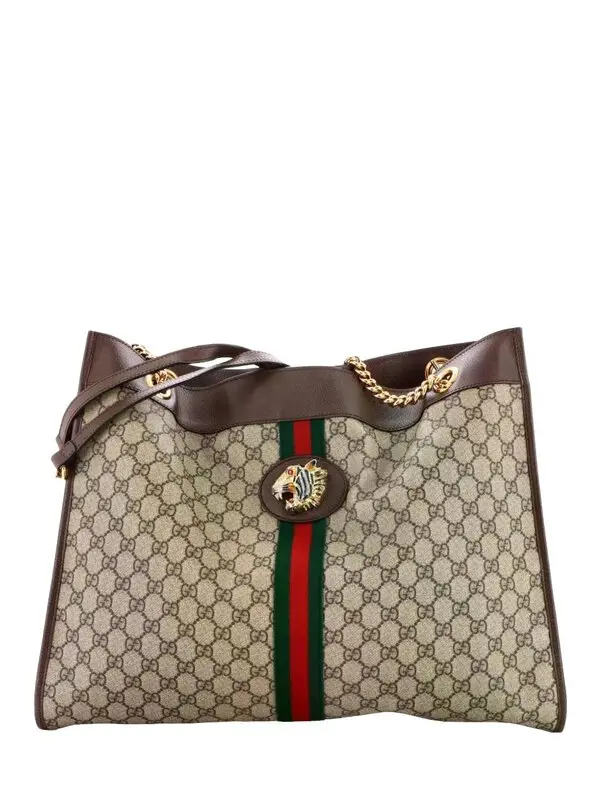 Gucci Rajah Chain Gg Coated Canvas Large Tote Bag - Brown