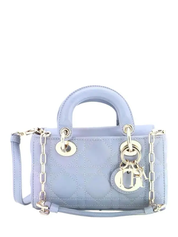 Dior Lady D-joy Cannage Quilt Lambskin Micro Satchel - Blue