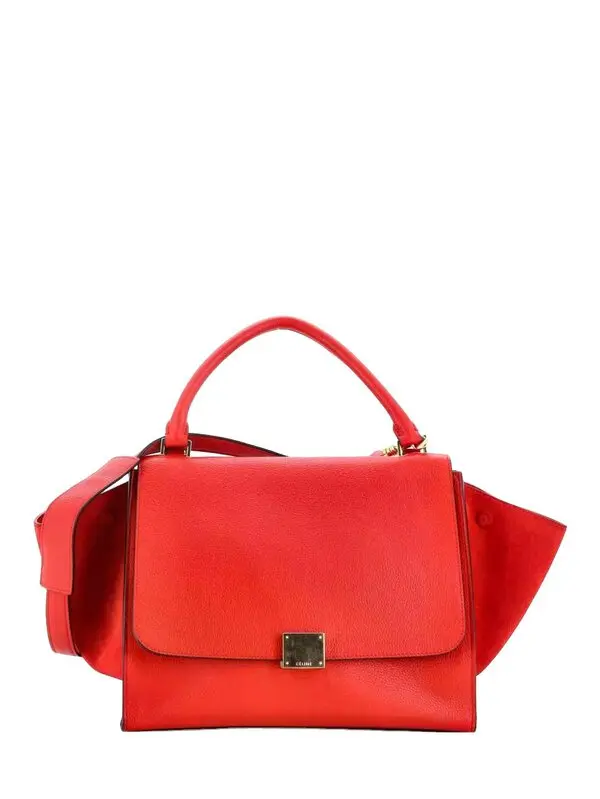 Celine Trapeze Leather Medium Satchel - Red