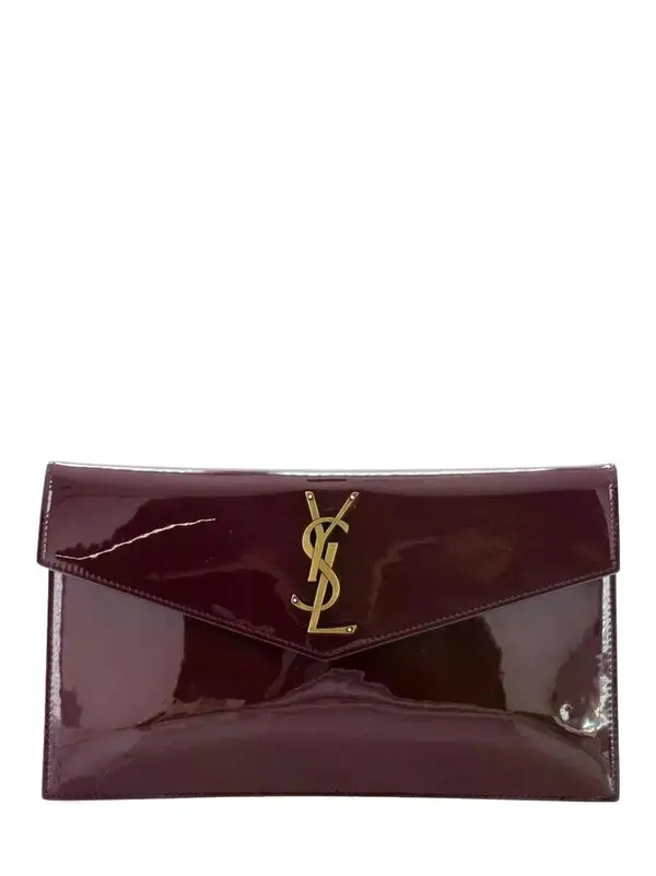 Saint Laurent Uptown Pouch Patent Clutch Bag - Red