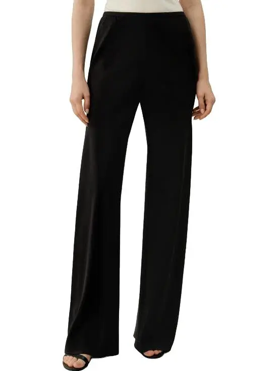 Lilysilk Bias Cut Straight Leg Silk Trousers - Black