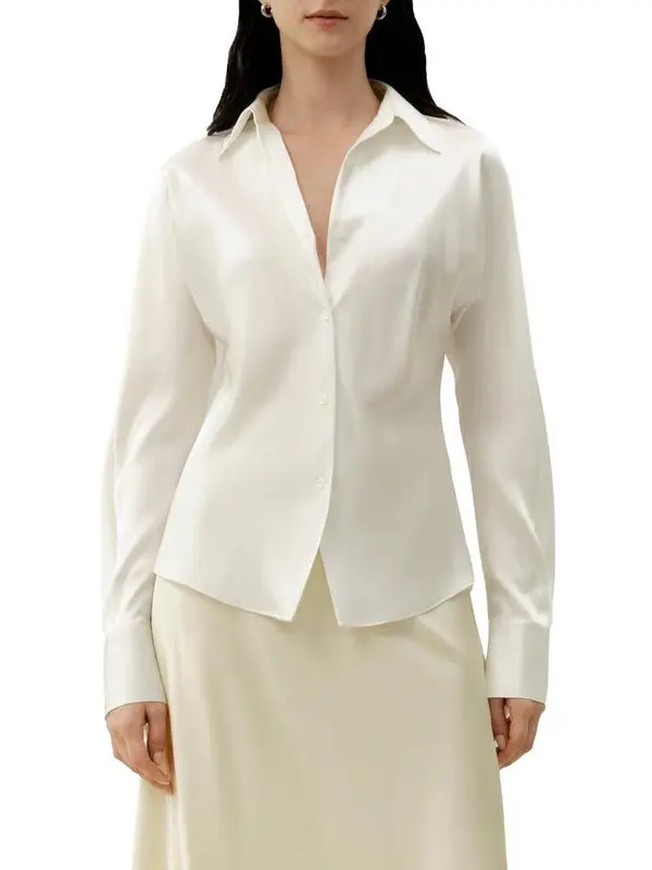 Lilysilk Bias Cut Silk Shirt - Natural White