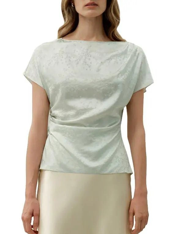 Lilysilk Ying Jacquard Silk Top - Jade Green