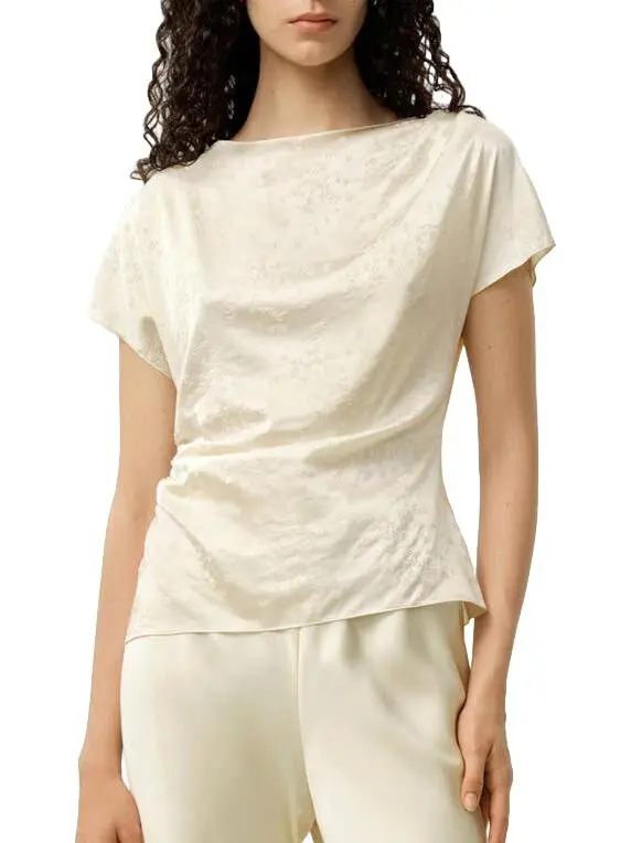 Lilysilk Ying Jacquard Silk Top - Lily White