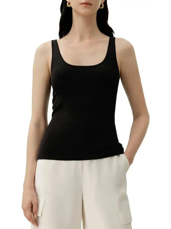 Lilysilk Milano Knit Silk Viscose Tank Top - Black