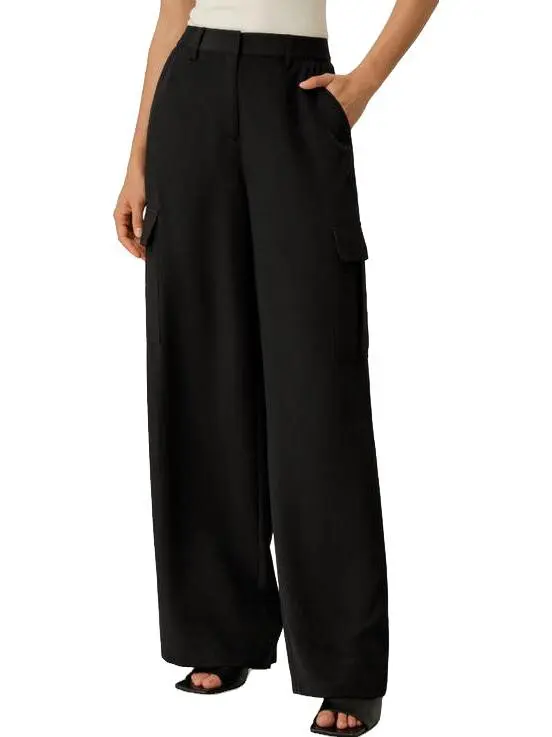 Lilysilk Silk Crepe Cargo Pant - Black