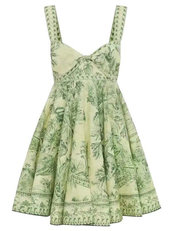 ALEMAIS Sara Twist-detail Printed Mini Dress - Neutrals