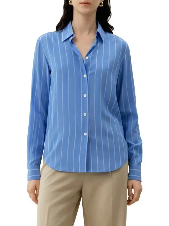 Lilysilk Striped Silk Crêpe De Chine Shirt - Amalfi Stripe