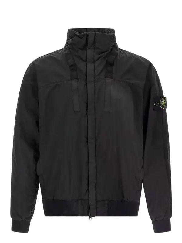 Stone Island Ribbed Metallic Nylon Bomber Jacket - Black