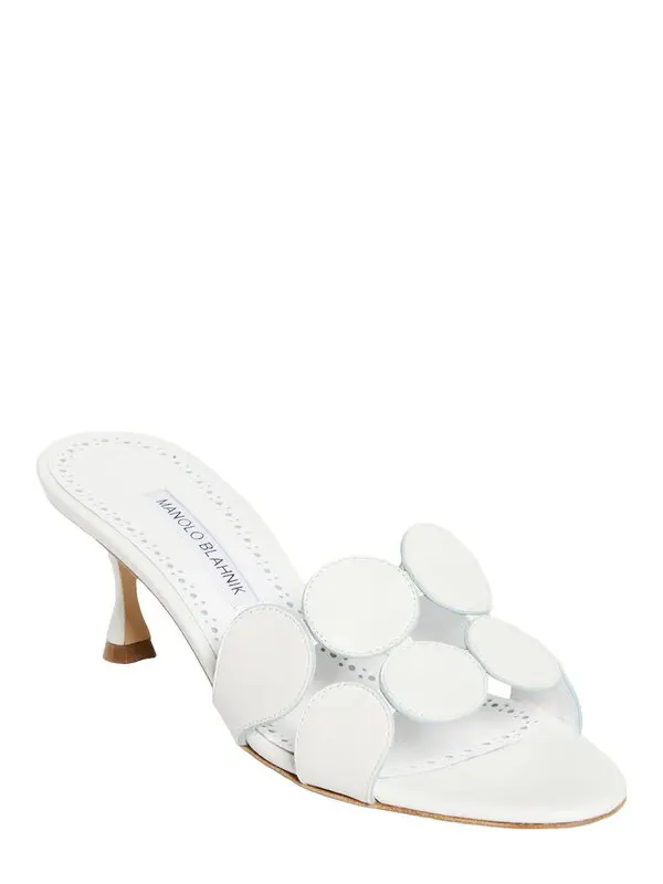 Manolo Blahnik Haribalmu Kitten Heel Sandal - White/light Blue