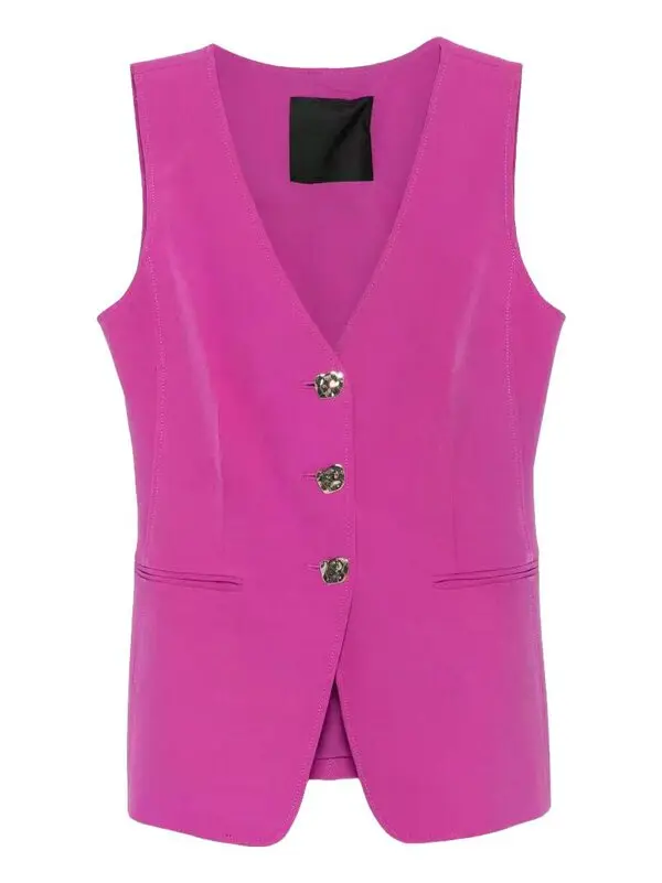 Liu Jo Buttoned V-neck Vest - Pink