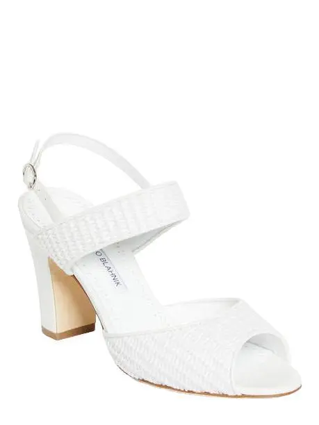 Manolo Blahnik Khiko Slingback Sandal - White
