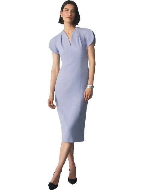 The Fold Paola Sculpt Stretch Crepe Pencil Dress - Blue