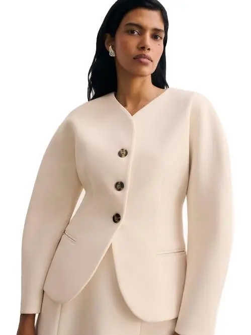The Fold Ravello Long Sleeve Tailored Jacket - Neutral