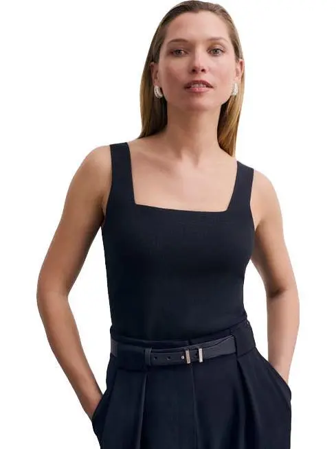 The Fold Keighley Sculpt Knit Top - Navy
