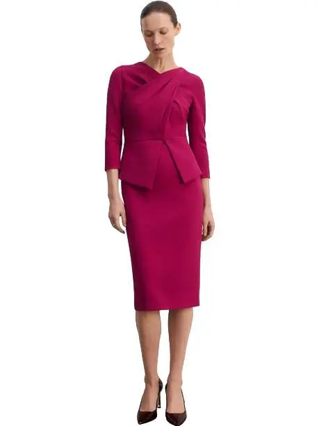 The Fold Alina Peplum Midi Dress - Pink