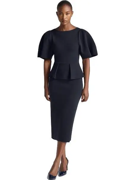 The Fold Nocara Sculpt Knit Dress - Navy