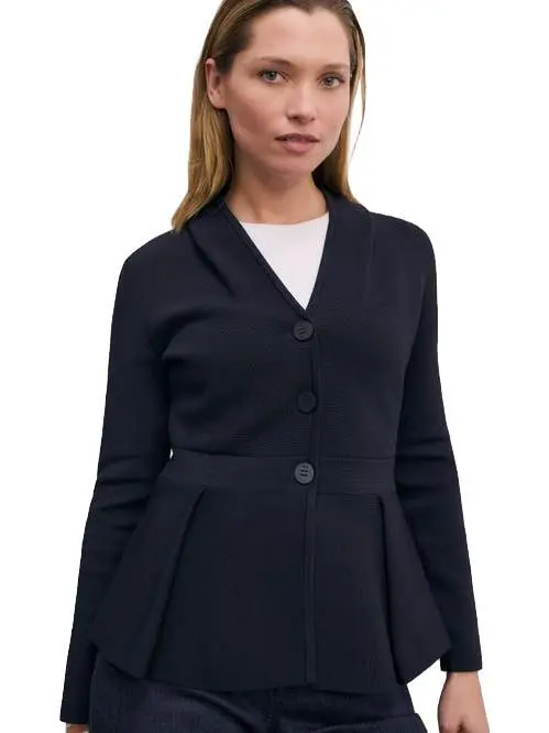 The Fold Corato Sculpt Knit Jacket - Navy