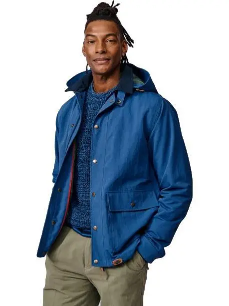 AUBIN Eastwood Long Sleeve Hooded Rain Coat - Blue