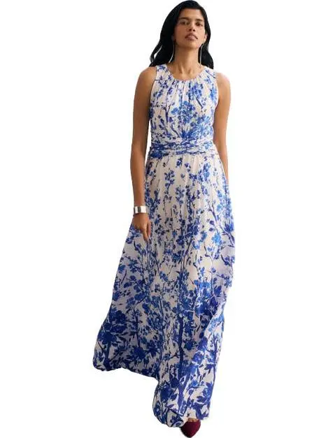 The Fold Oria Floral Print Silk Maxi Dress - Ivory