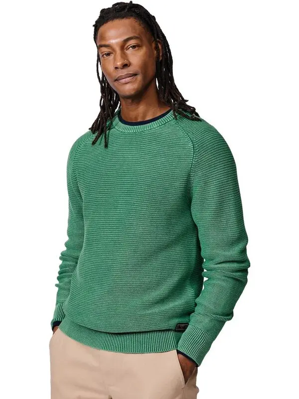 Aubin Saxilby Tuck Stitch Crew Neck Jumper - Green