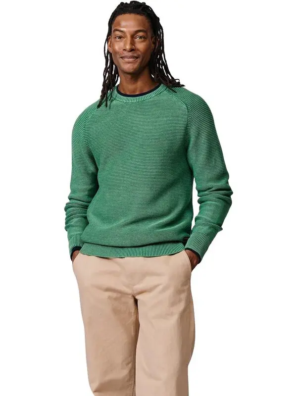 Aubin Saxilby Tuck Stitch Crew Neck Jumper - Green