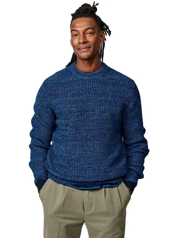 AUBIN Martin Ribbed Crew Neck Sweater - Blue Twist