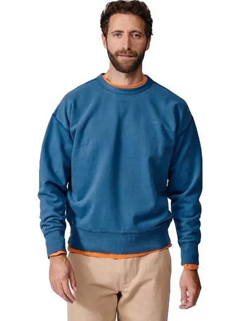 AUBIN Brandon Crew Neck Relaxed Sweatshirt - Washed Cobalt