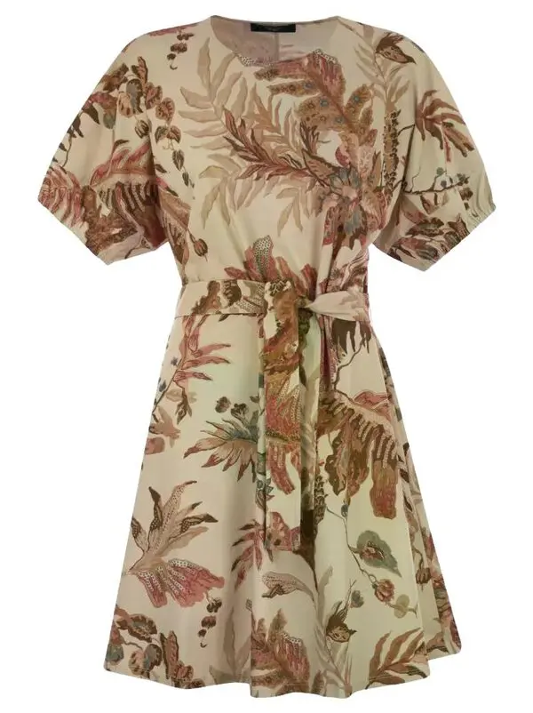 Max Mara Printed Belted Dress - Neutrals