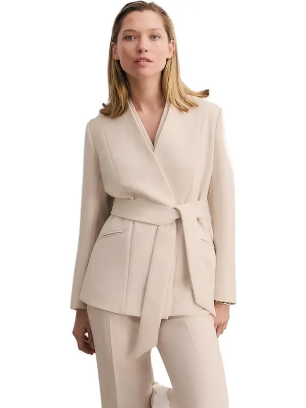 The Fold Selsey Doppio Crepe Blazer - Neutral
