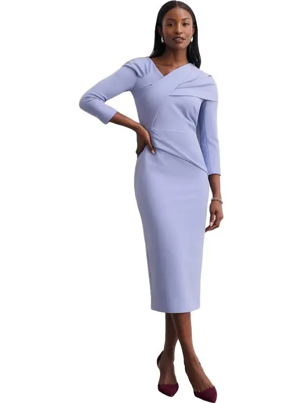 The Fold Iona Sculpt Crepe Dress - Blue