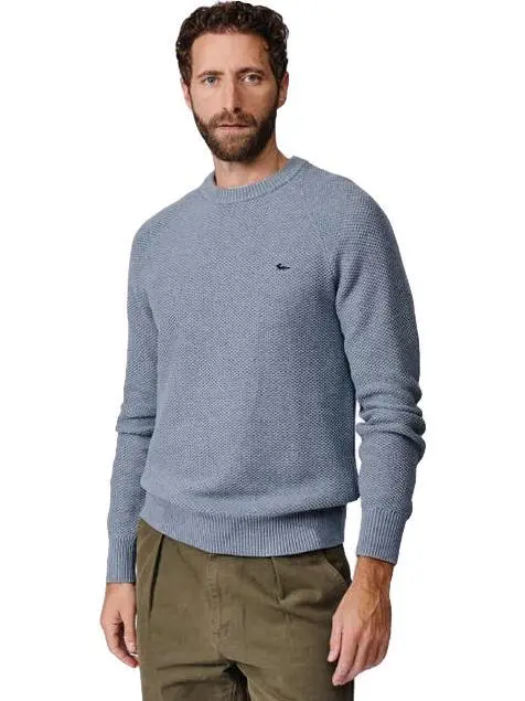 AUBIN Norton Textured Crew Neck Jumper - Pale Blue