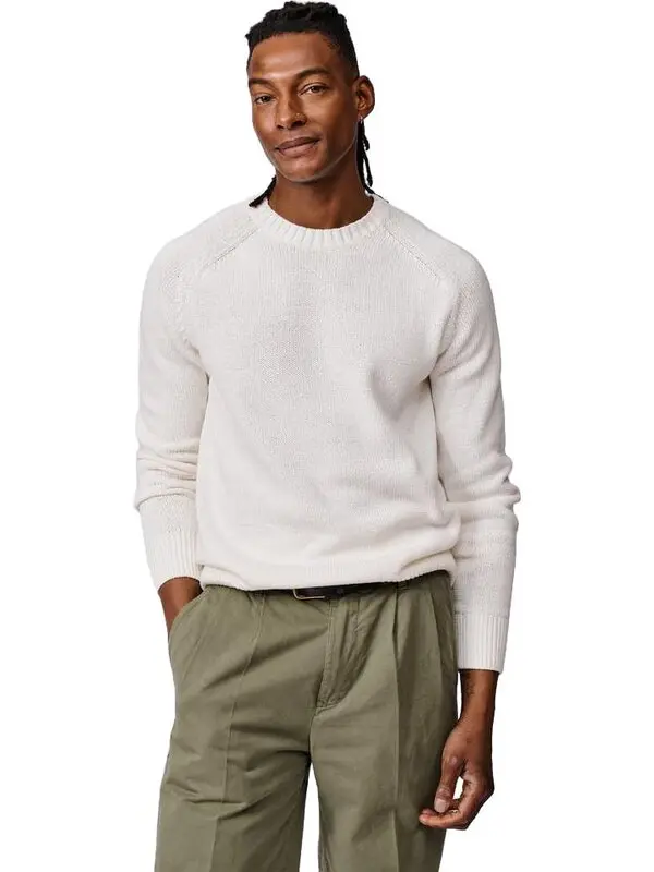 AUBIN Lacey Cotton Linen Crew Neck Jumper - Ecru