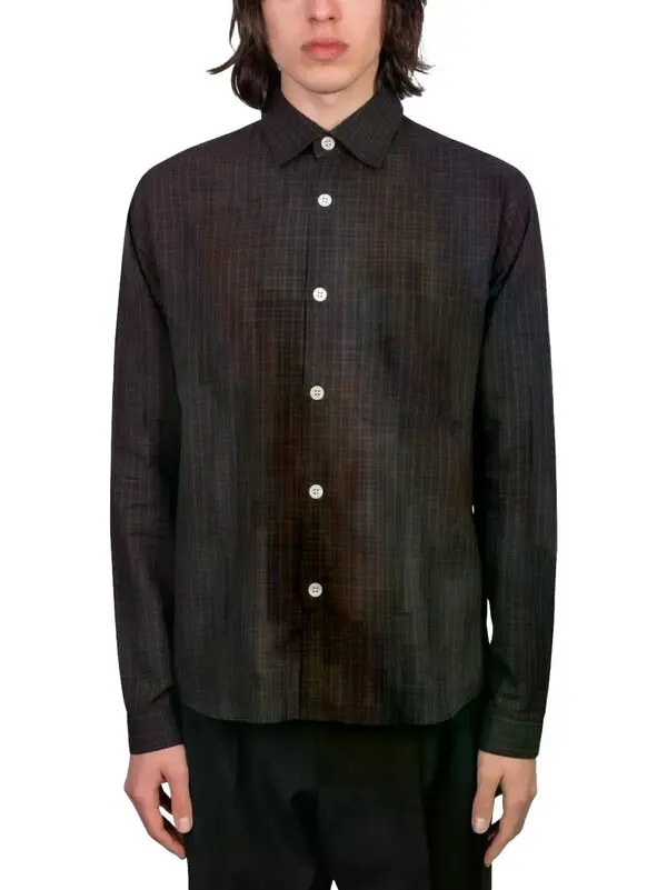 ANOTHER ASPECT Checked Chest-pocket Shirt - Brown